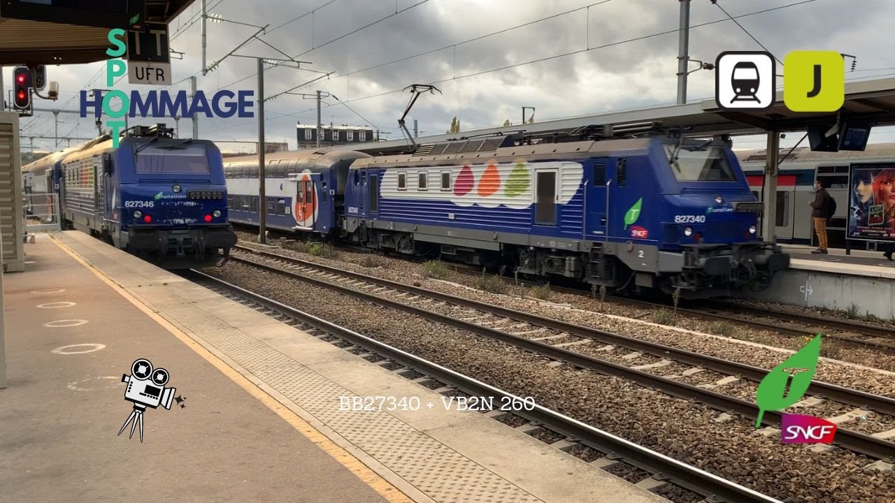 Transilien Ligne J BB27340 et VB2N 260, Transilien SNCF - YouTube