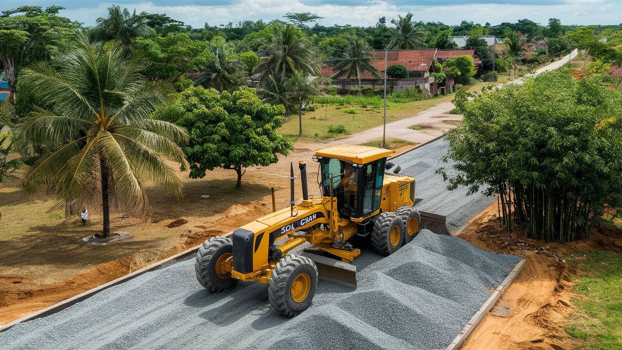 Amazing technique village road construction with yellow SDLG motor ...