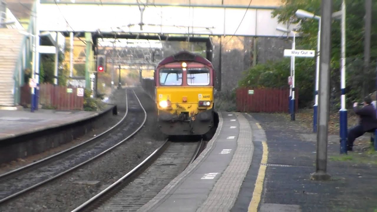 DBS Class 66, 66148, 6H52 passing Gorton (10th November 2014) - YouTube