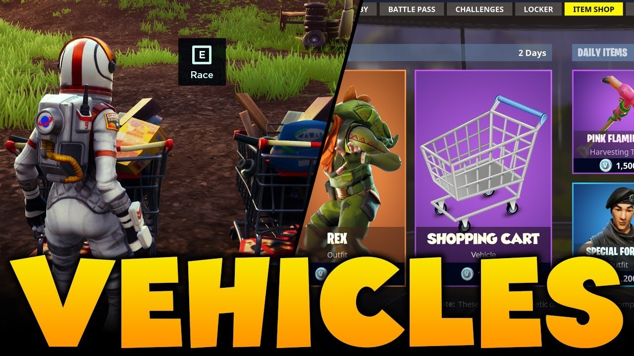 NEW USABLE VEHICLES: Fortnite Battle Royale Vehicles (Shopping Cart ...