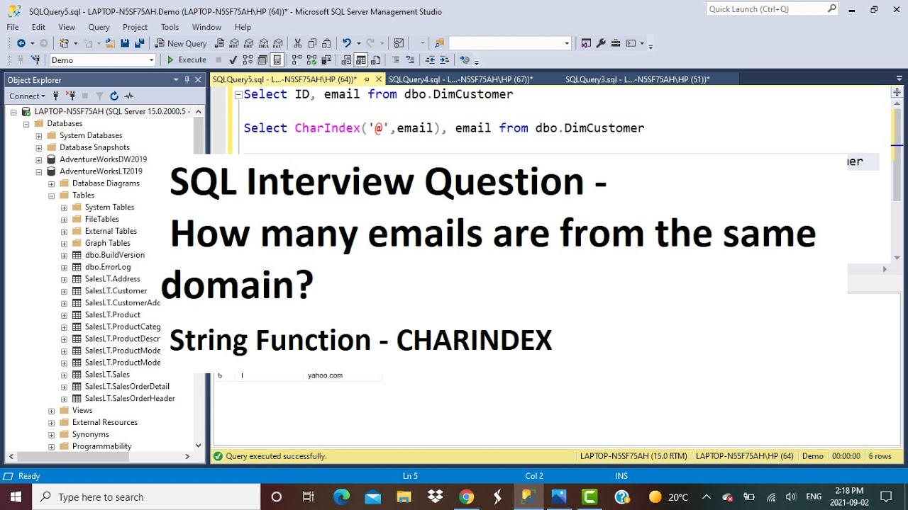 Sql Interview Questions How To Find Number Of Emails From The Same