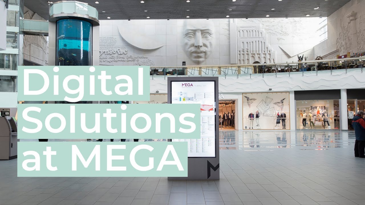 Digital signage solutions at shopping mall MEGA - YouTube