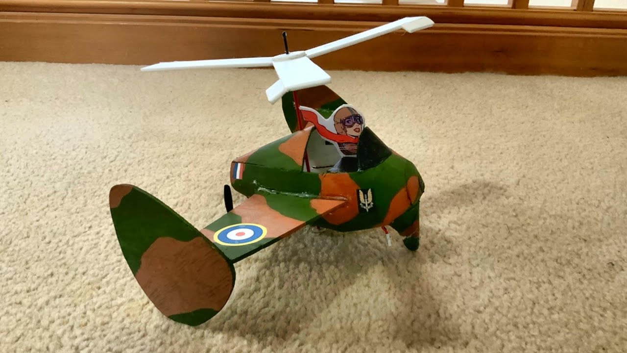 Cartoon Autogyro SAS "Piranha" (1s Pusher) Indoor Flying - YouTube