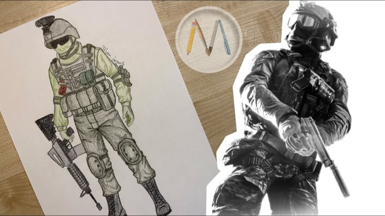How to draw a soldier - YouTube