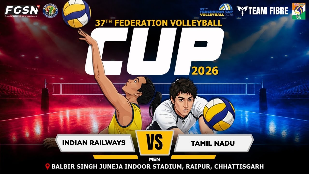 INDIAN RAILWAYS VS TAMIL NADU || MENS || 37th FEDERATION VOLLEYBALL CUP ...