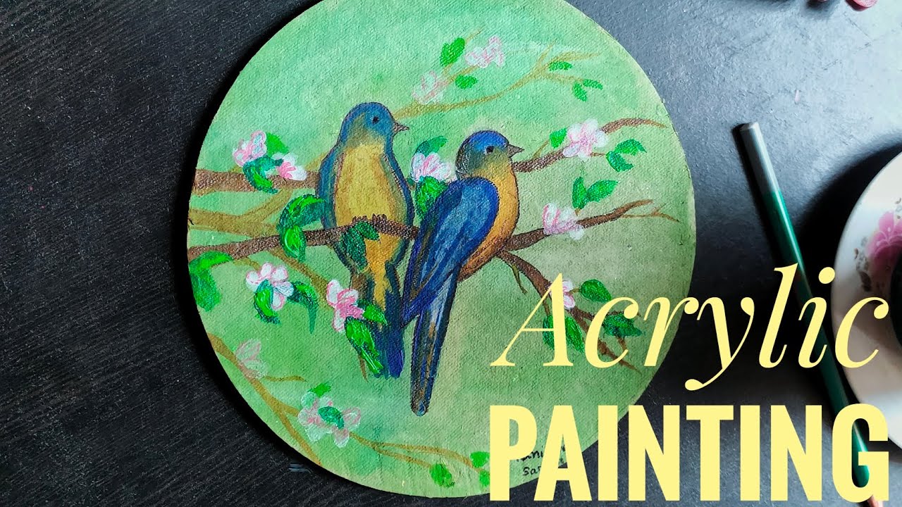 Easy bird painting//Acrylic Painting//colourful - YouTube