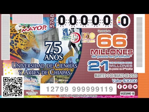 Sorteo Mayor No. 3748 | los 75 Años de la Universidad de Ciencias y Artes de Chiapas