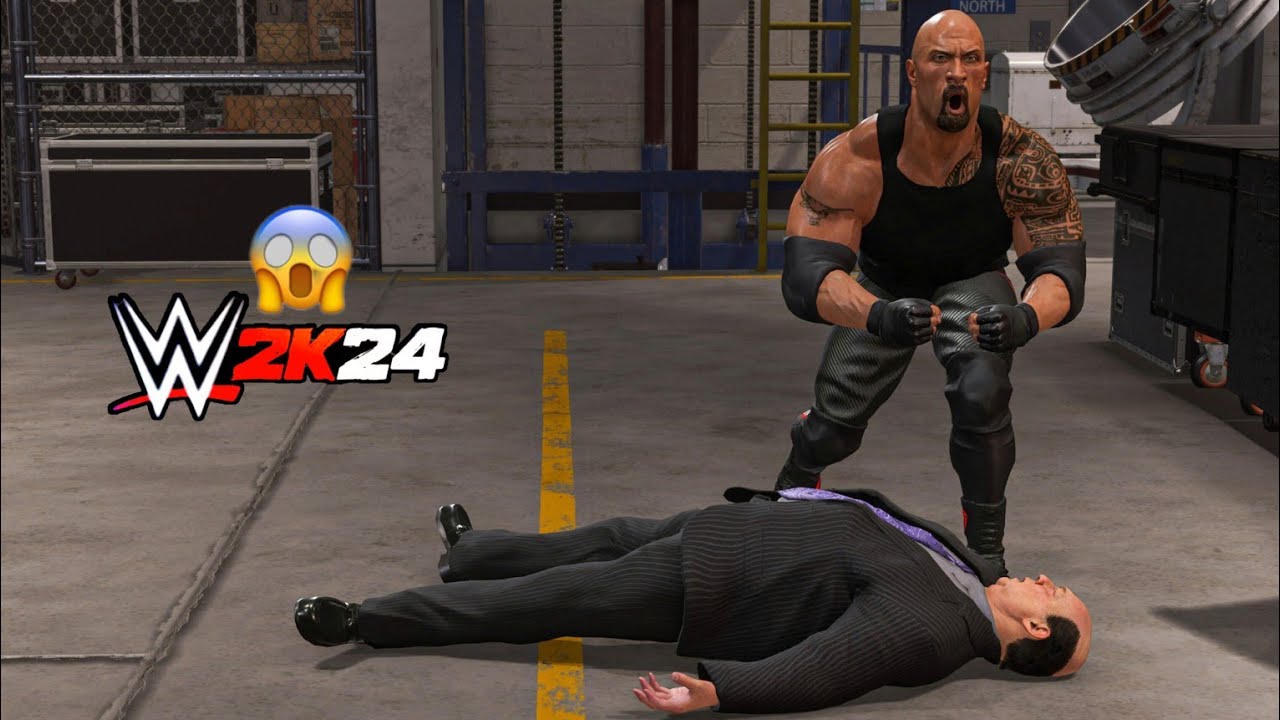 The Rock Destroys Paul Heyman at Backstage Brawl | WWE 2K24 Gameplay ...