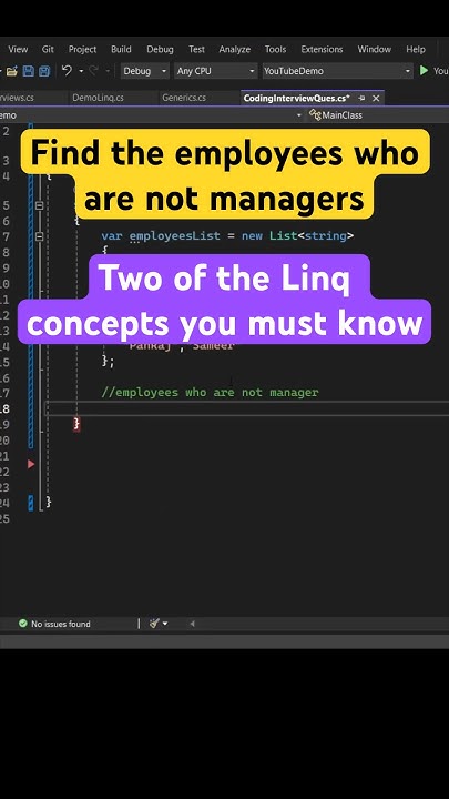 Magic Of Except Function In Linq Find The Employees Who Are Not Managers Shorts Coding Linq