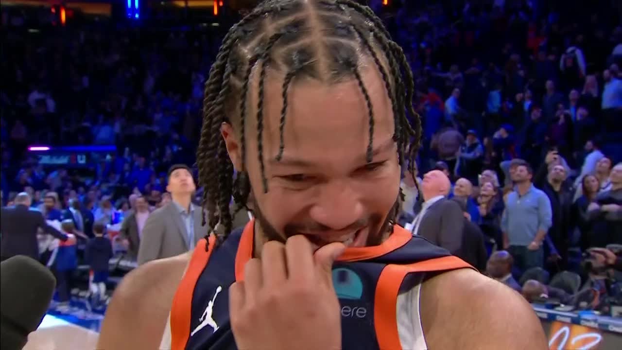Jalen Brunson emotional hearing name chanted during postgame interview ...