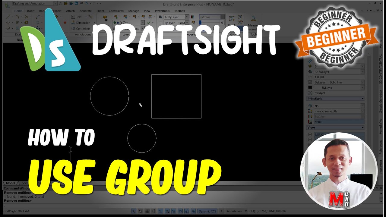 Draftsight How To Use Group - YouTube