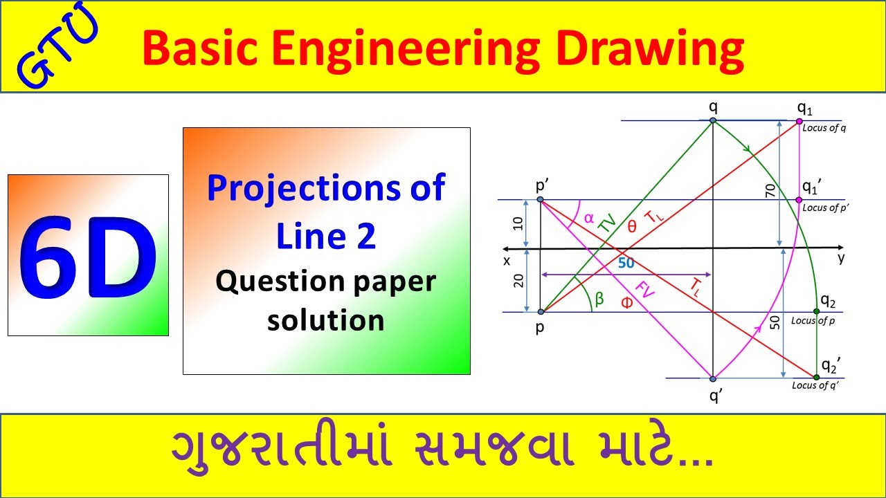 Paper Solutions Projections of Line Part 2 |Engg Drawing GTU - YouTube