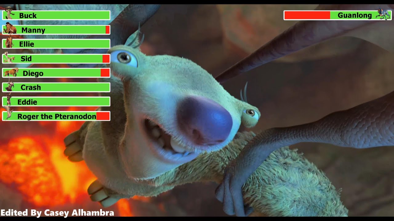 Ice Age: Dawn of the Dinosaurs (2009) Reptile Fight with healthbars 2/2 ...