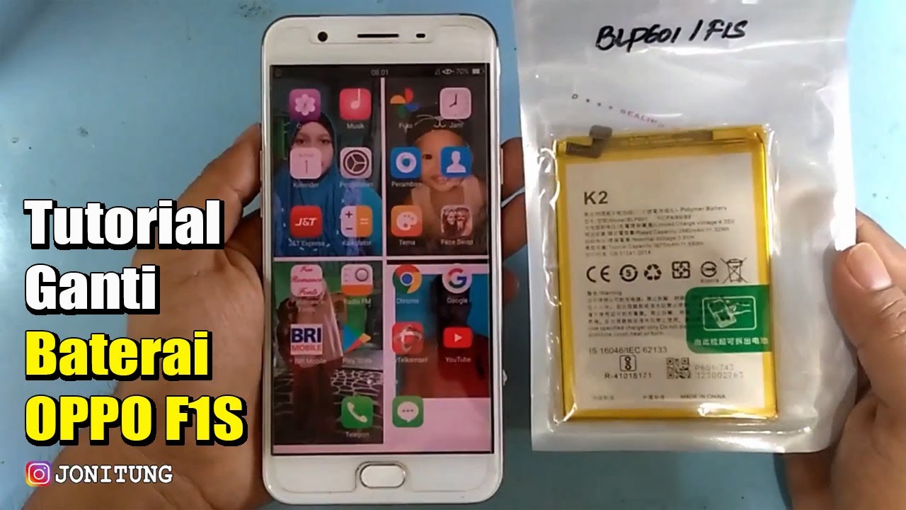 Tutorial Ganti Baterai OPPO F1S (Model Baterai : BLP601) - YouTube