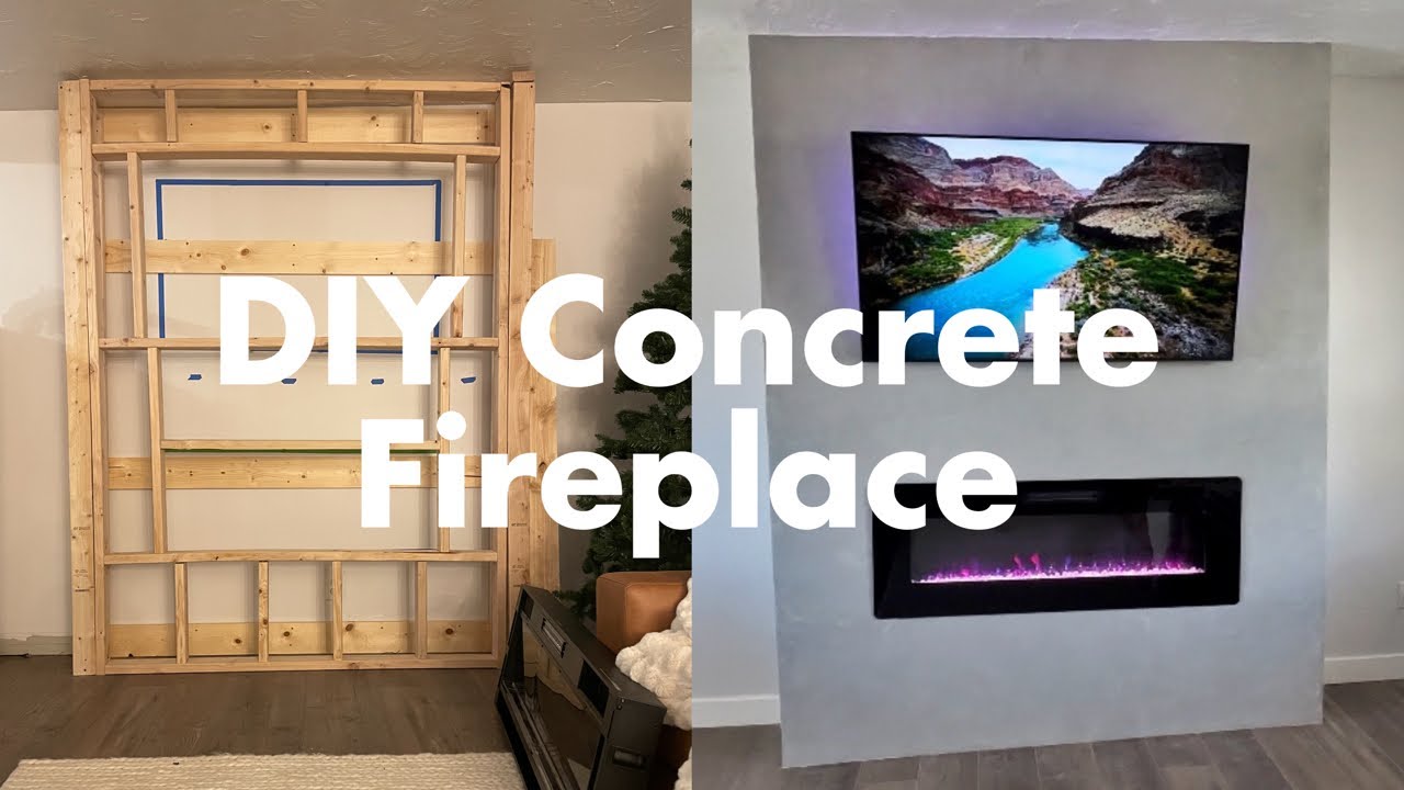 How to Build a DIY Electric Fireplace Insert with Concrete Finish - YouTube