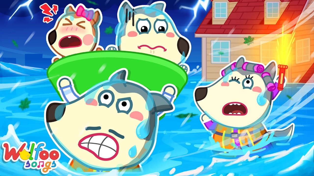 Our House is Flooded 🏡🌊 Daily Safety Song 🎶 Wolfoo Nursery Rhymes ...