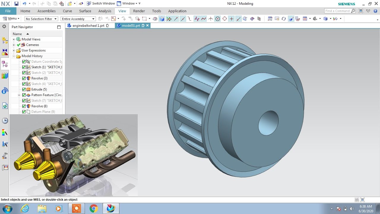 #NX Assembly #V6 Engine assembly #Engine belt Wheel 1 - YouTube
