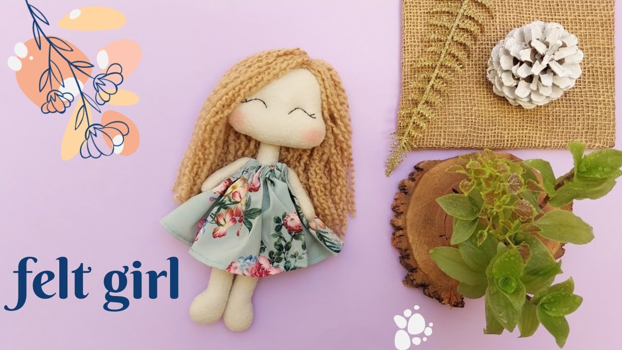 Learning how to make a felt girl doll with yarn : Step by step and easy ...