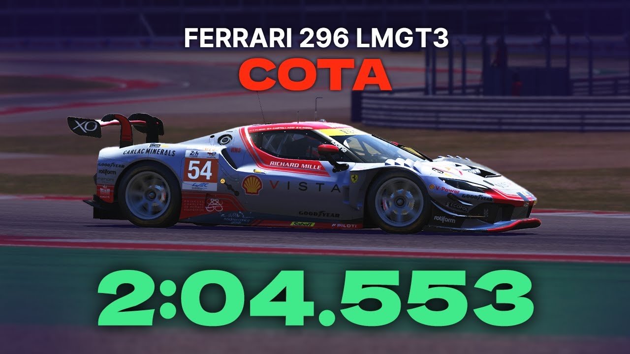 Le Mans Ultimate | Ferrari 296 LMGT3 - COTA | U4 P2 Hotlap - YouTube