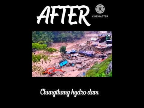 Chungthang hydro dam . Sikkim before and after cloud burst.. - YouTube