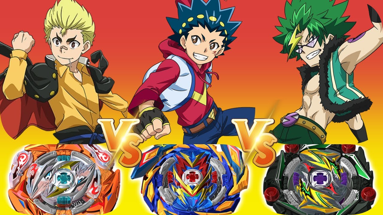 Beyblade Burst Superking 【 Rantaro VS Valt VS Silas 】 Tripie Battle 베이 ...