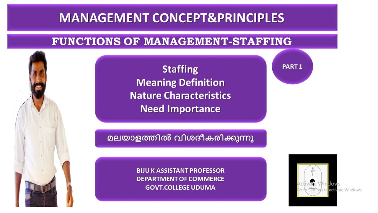 MANAGEMENT CONCEPTS&PRINCIPLES I FUNCTIONS OF MANAGEMENT I STAFFING I ...