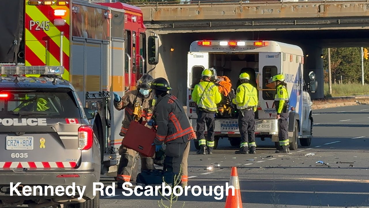 Toronto Police EMS & Fire MVC Kennedy Rd Scarborough - YouTube