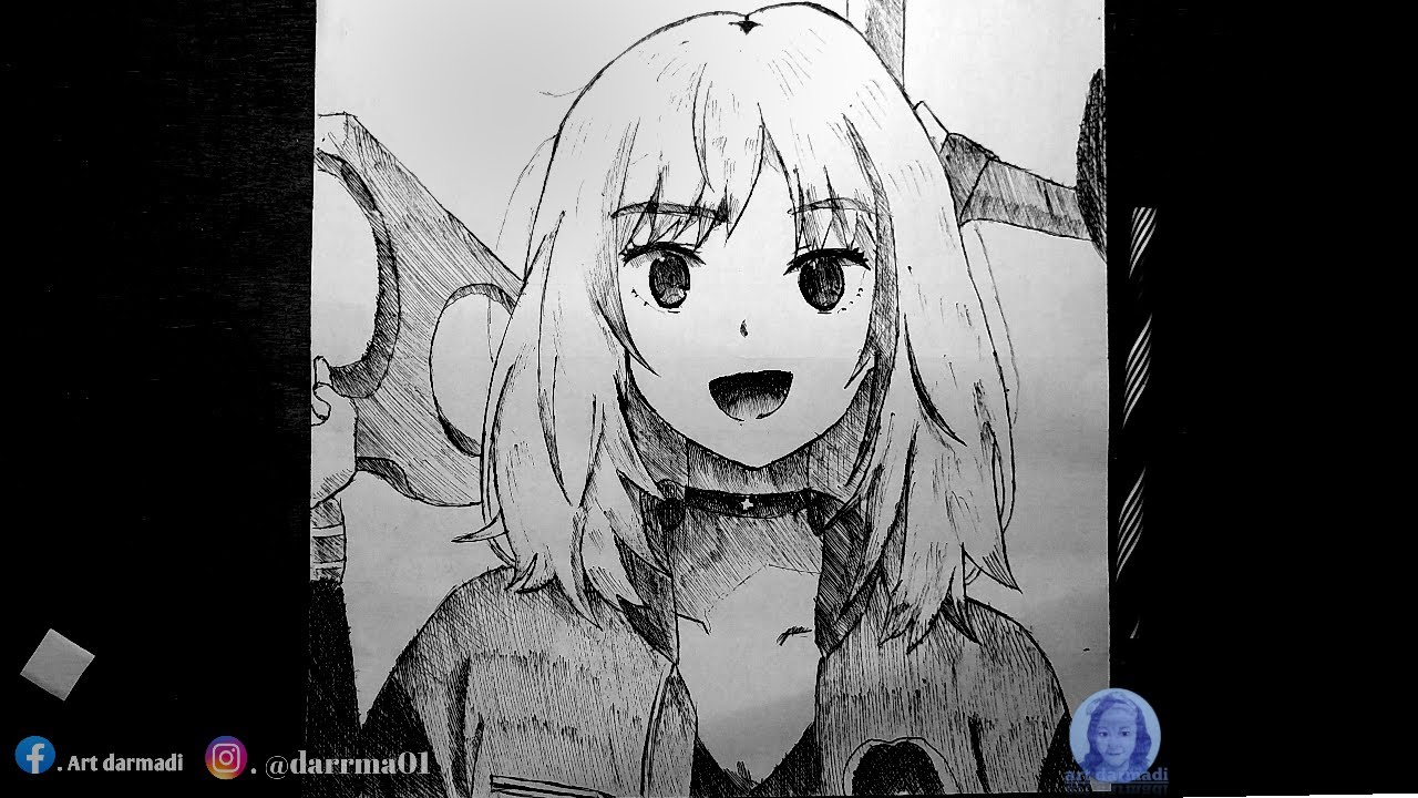 howto draw rika kawai from wonder egg priority using a pen - YouTube