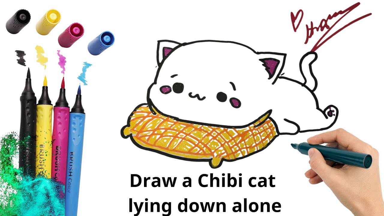 Draw a Chibi cat lying down alone #chibi #drawing #cat - YouTube