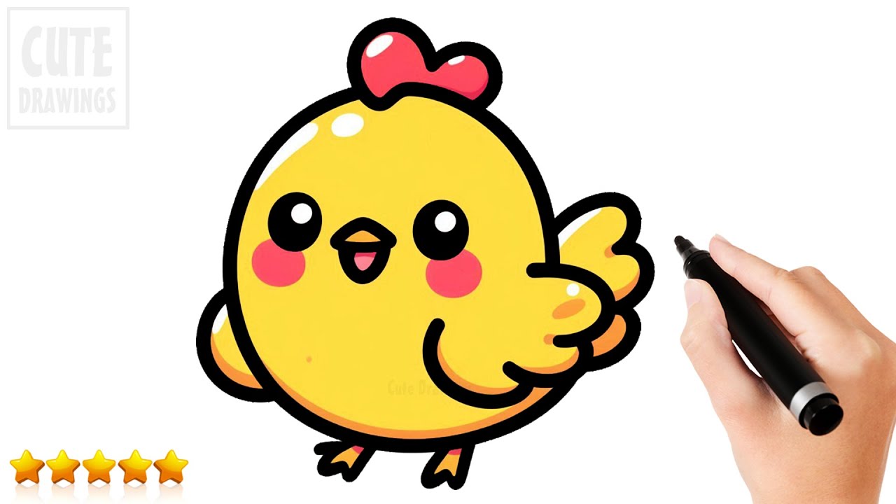 How to Draw a Chick Easy and Cute - YouTube