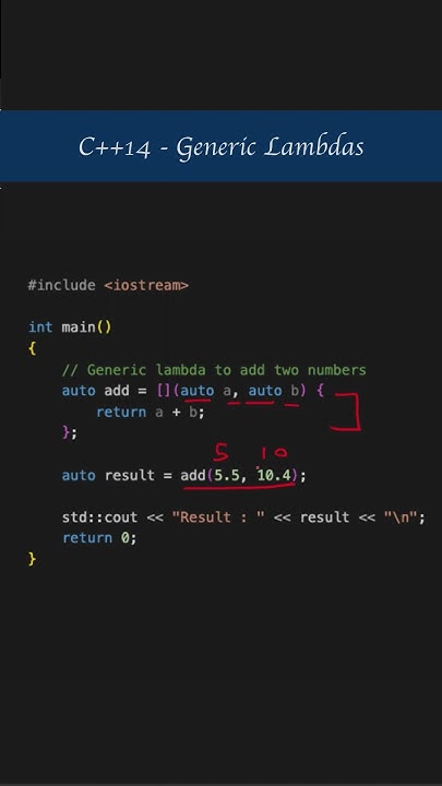 C++14 - Generic Lambdas in C++ - YouTube