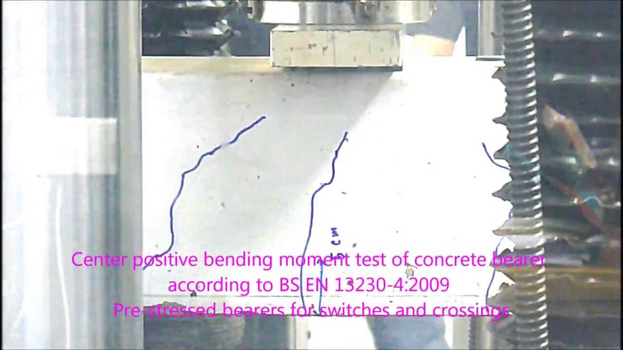 cracking of of concrete sleeper in positive bending moment test - YouTube
