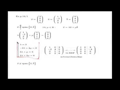 Vector belongs to span of two -- via REF - YouTube
