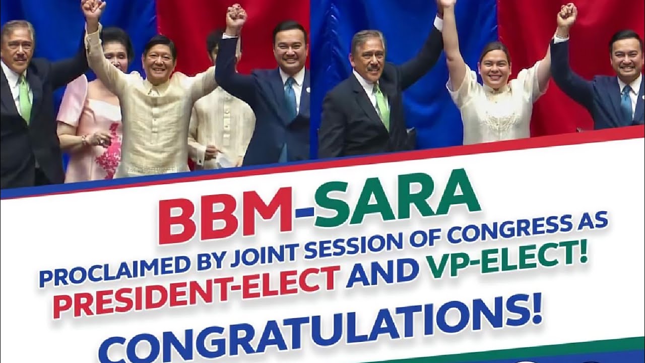 The proclamation of BBM as the 17th President and Sara as the 15th Vice ...