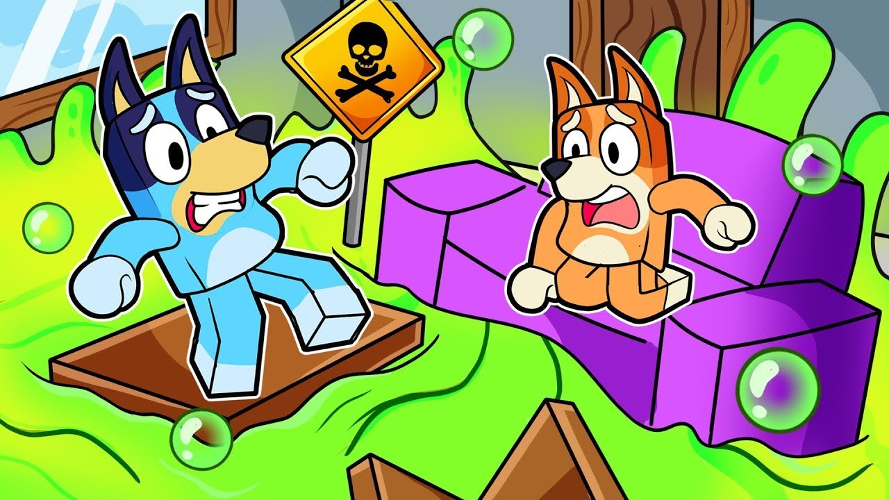 EL SUELO ES ACIDO CON BLUEY Y BINGO en ROBLOX 😨🟩 LAS AVENTURAS DE BLUEY ...