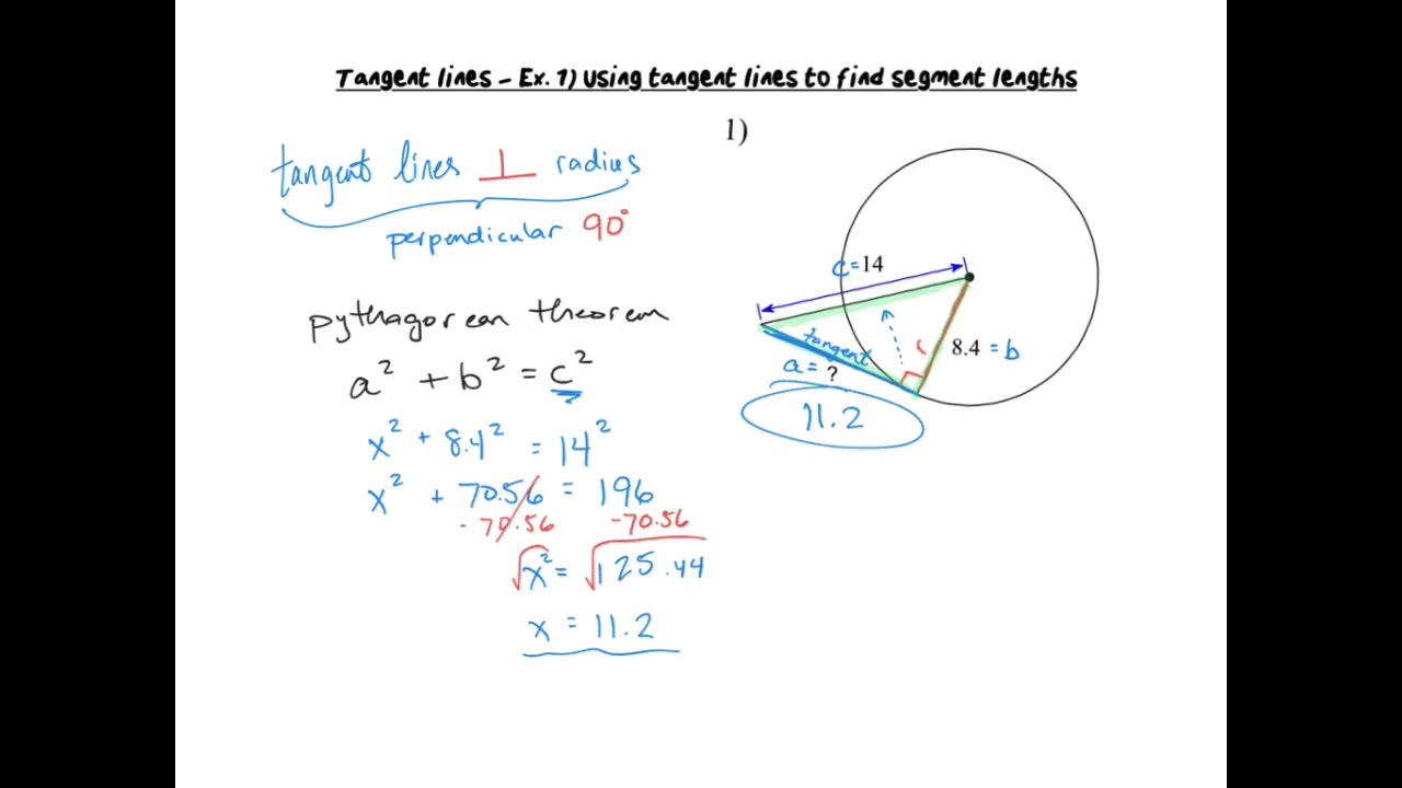 Tangent lines example 1 Using tan lines to find segment length - YouTube