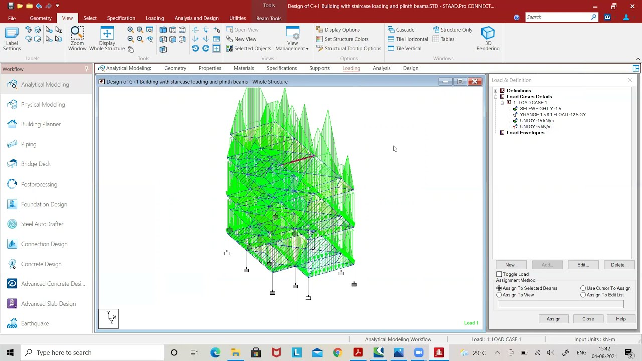 Design of G+1 Building with staircase load and plinth beams - YouTube