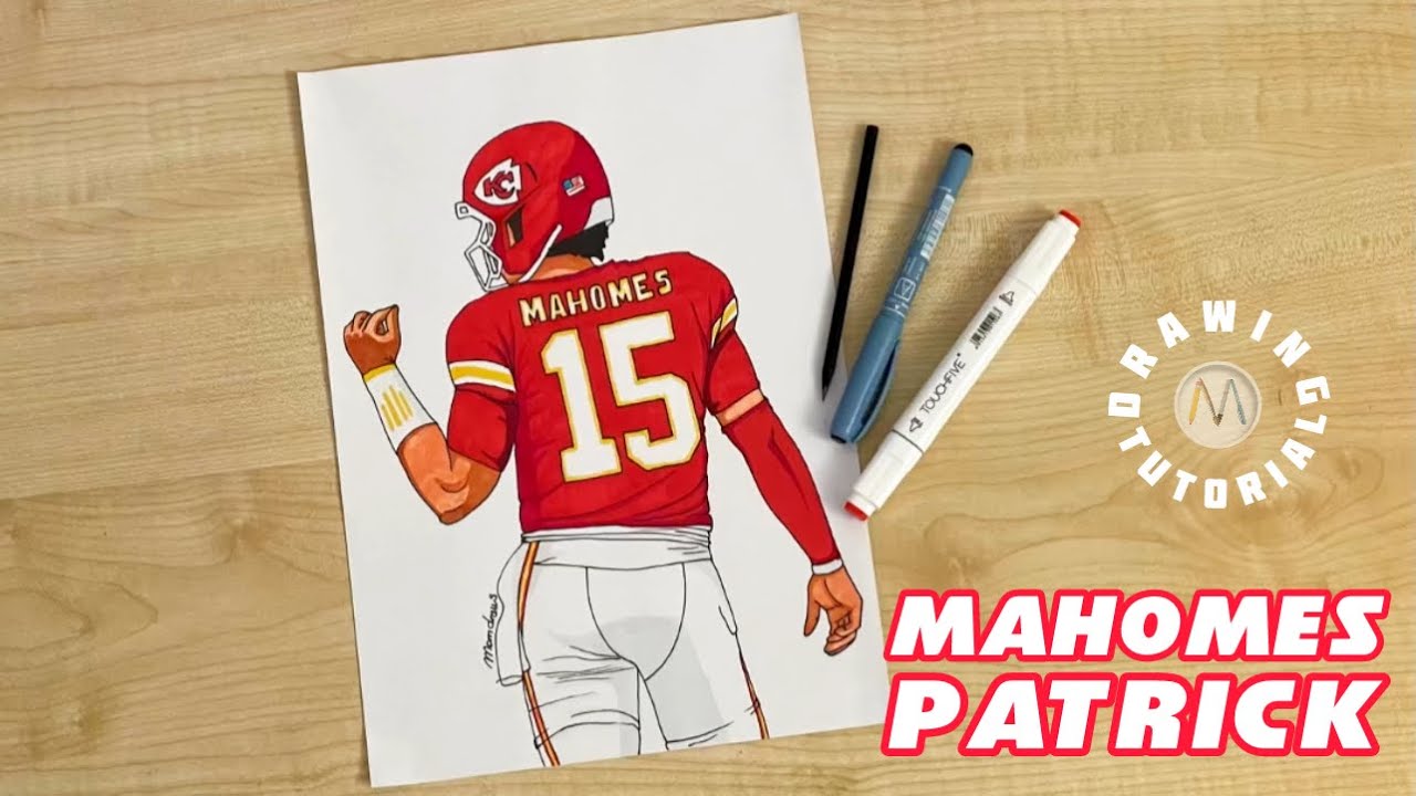 How to draw a football player Patrick Mahomes / How to draw nfl players ...