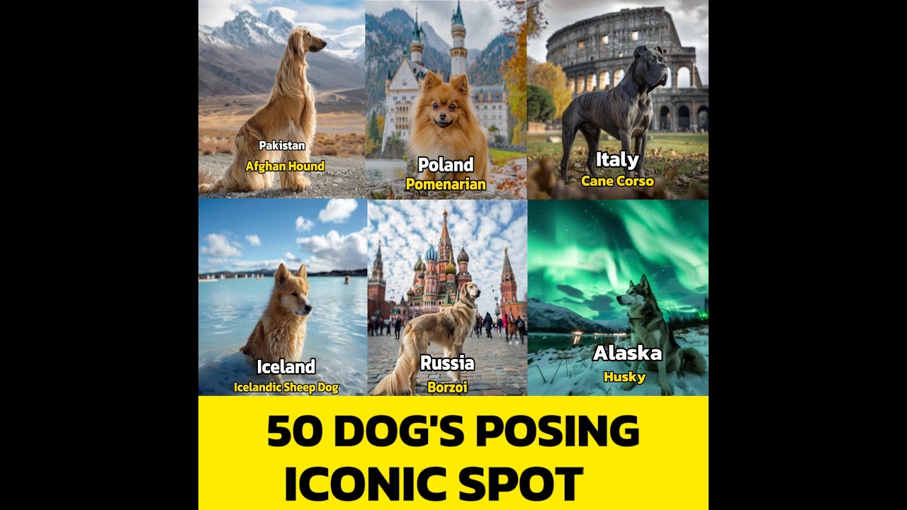 50 Dog Breeds - POSING at World Famous Landmarks - YouTube