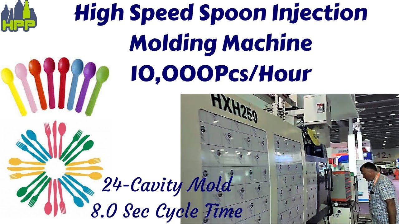 High Speed Injection Molding Machine for Disposable Spoons - YouTube