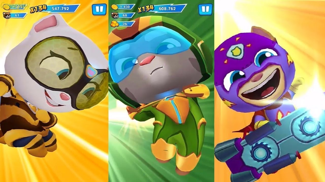 Talking Tom Hero Dash QUEEN BEE ANGELA VS PLANET POWER TOM VS SUPER ...