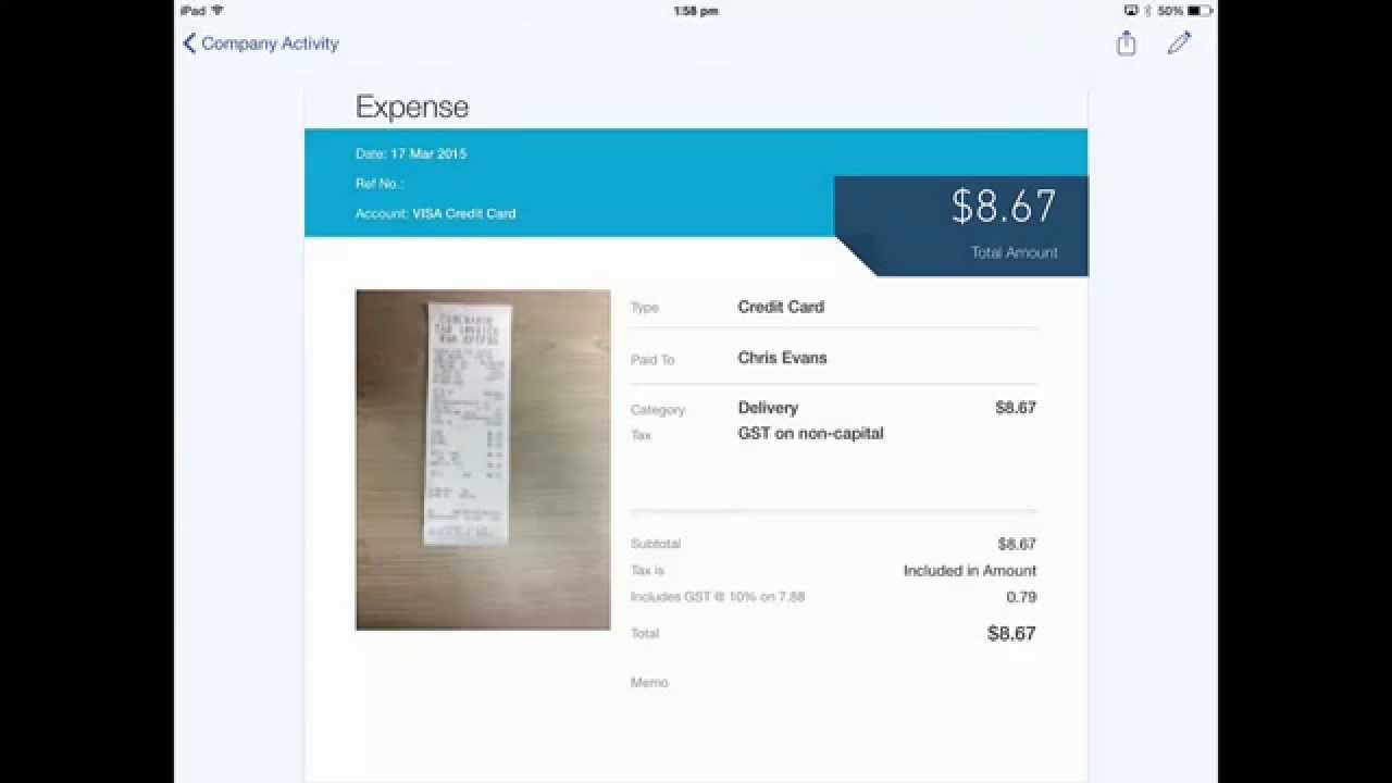 Capturing an expense on QuickBooks Online iPad app - YouTube
