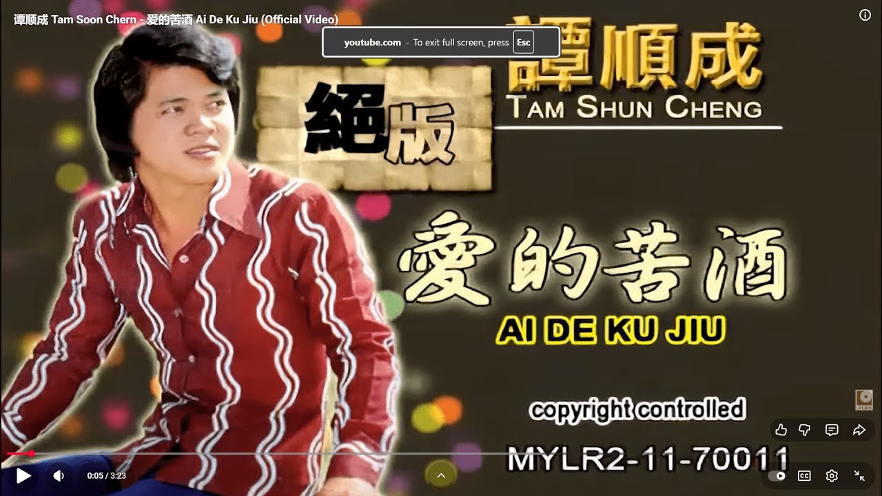 谭顺成 Tam Soon Chern - 爱的苦酒 Ai De Ku Jiu (Official Video) - YouTube