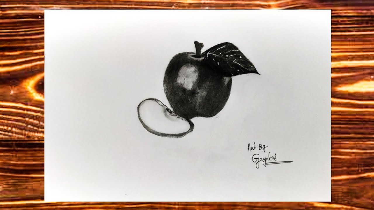 Apple Drawing // 3D Apple Drawing // How To Draw Apple // Apple Drawing ...