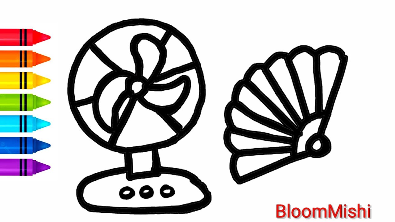 How to Draw fan drawing, Painting and Coloring for Kids & Toddlers ...