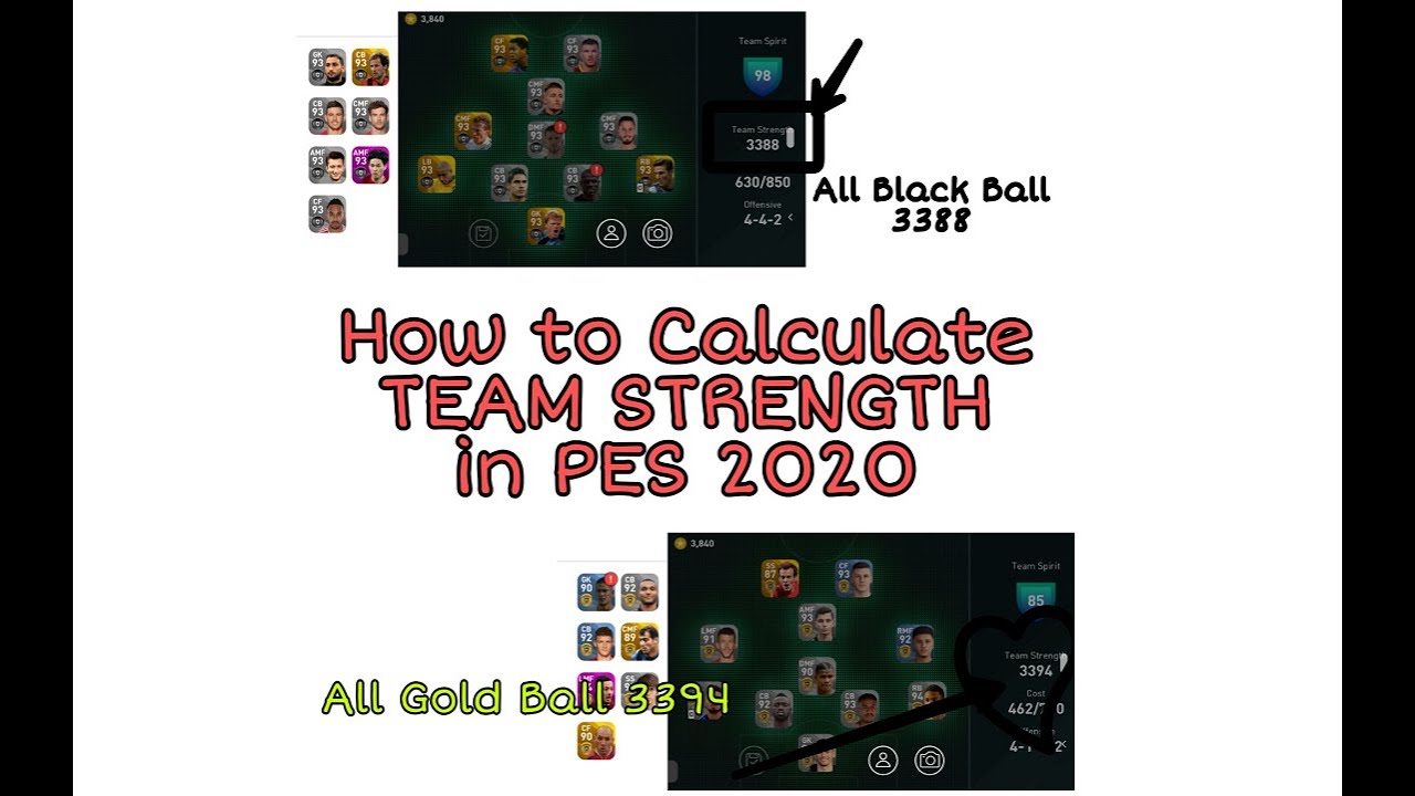 How to Calculate TEAM STRENGTH in PES Mobile 2020 - YouTube