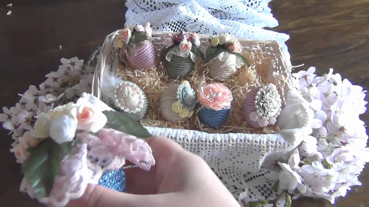 Shabby Chic Easter Cameo Eggs - YouTube