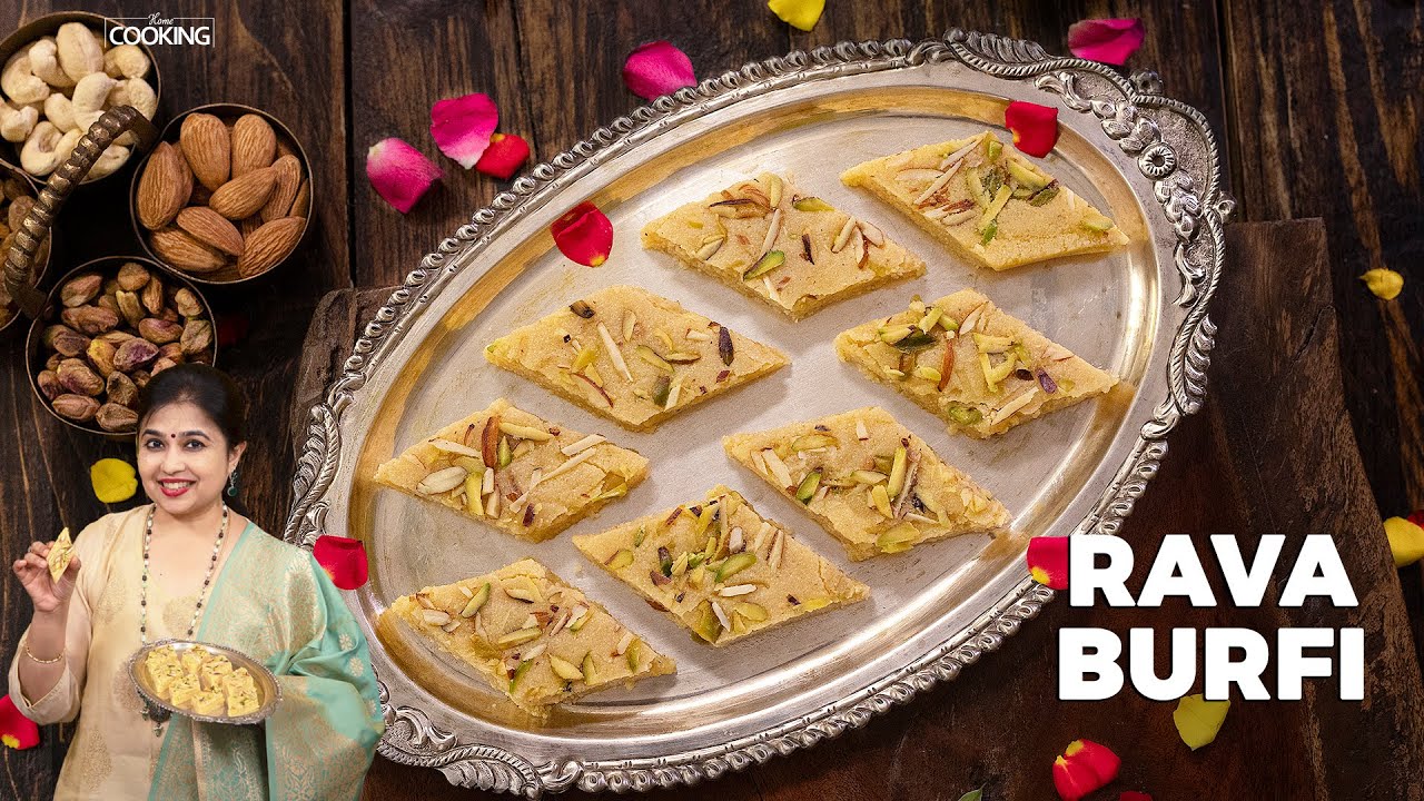 Rava Burfi | Diwali Sweet Recipes | Sooji Burfi | Semolina Burfi Recipe ...