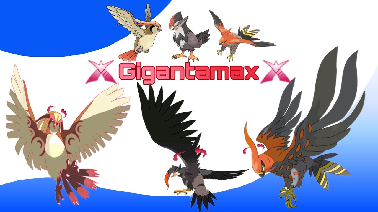 All Regional Bird Pokemon Gigantamax Evolution drawing : G max ...