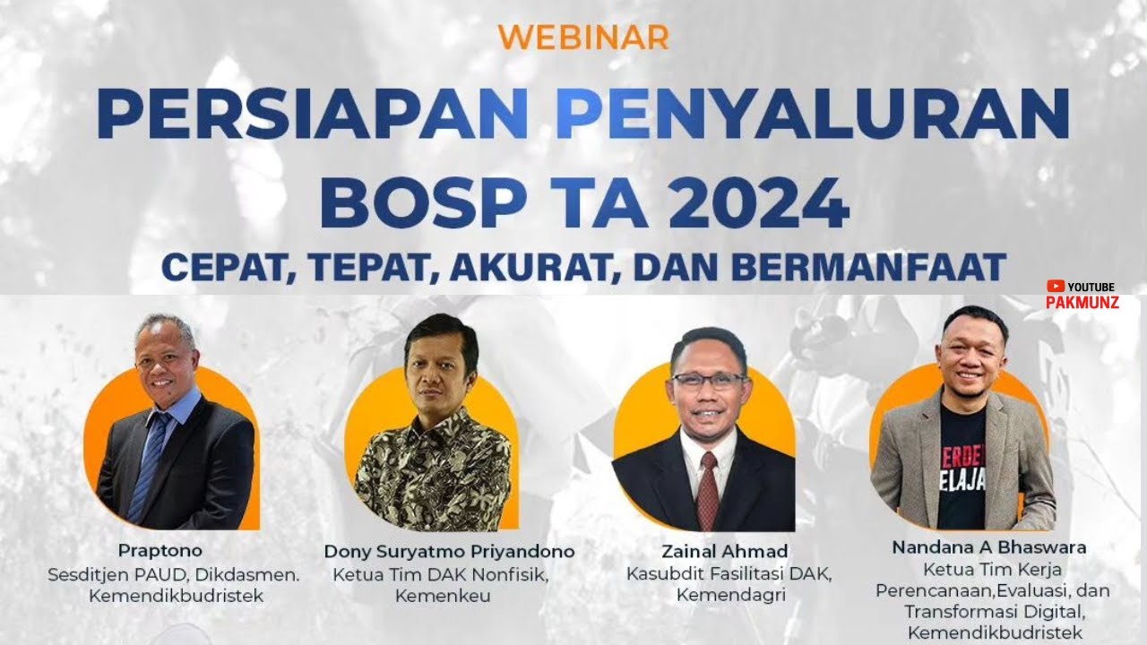 Live - Webinar ; Persiapan Penyaluran BOSP Tahun 2024 - YouTube